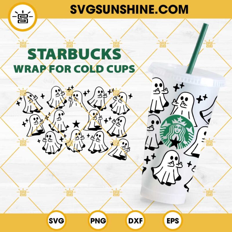 Middle Finger Ghosts Full Wrap For Starbucks 24oz Cold Cup SVG PNG DXF ...