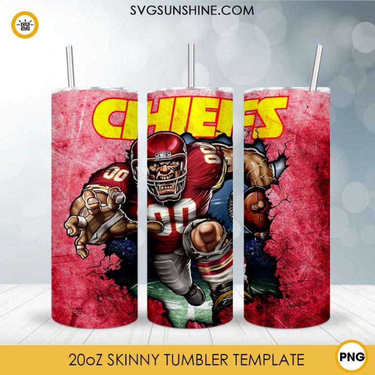 Kansas City Chiefs Designs 20oz Skinny Tumbler Template PNG
