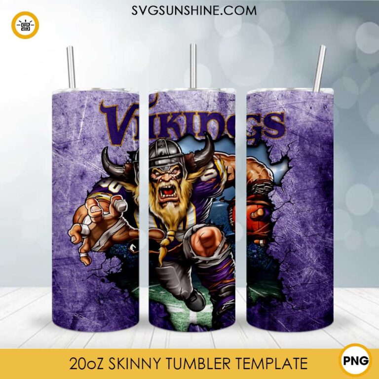 Minnesota Vikings 20oz Skinny Tumbler Template PNG, Vikings Football ...