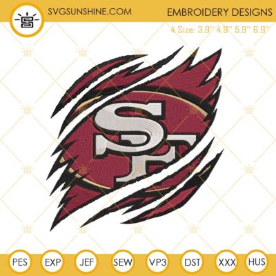 San Francisco 49ers Ripped Claw Machine Embroidery Design File