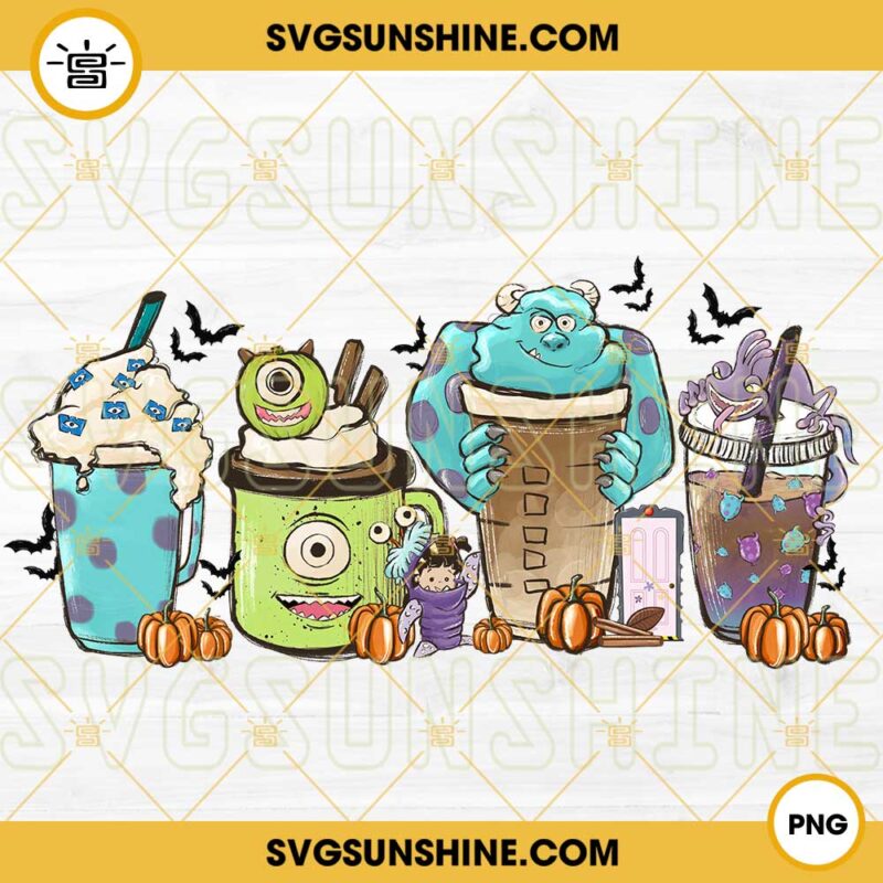 Monsters Inc Fall Coffee PNG, Mike And Sully Halloween Coffee PNG ...