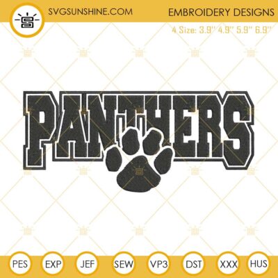 Panthers Paw Embroidery Designs, Panthers Football Embroidery Design File