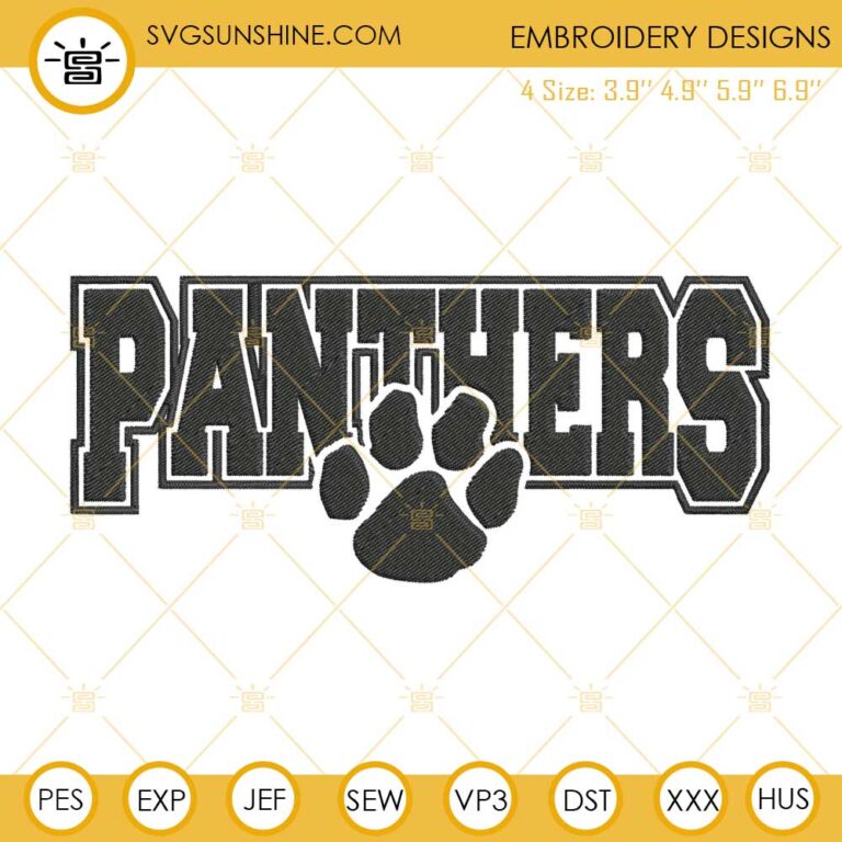 Panthers Paw Embroidery Designs, Panthers Football Embroidery Design File