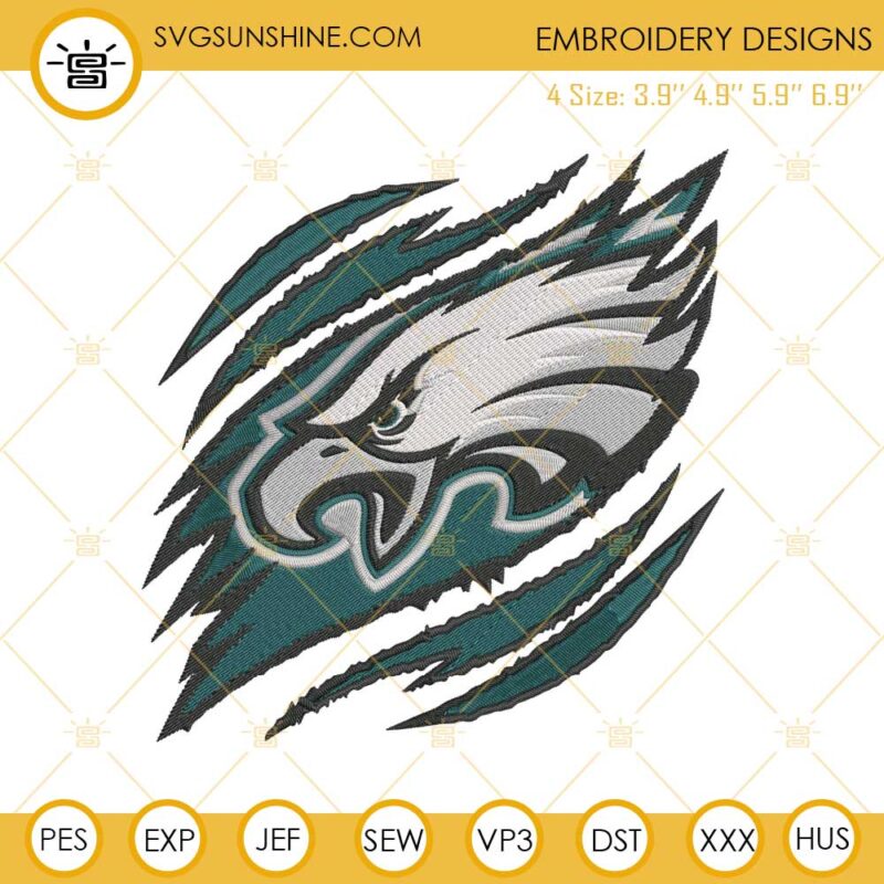 Philadelphia Eagles Ripped Claw Machine Embroidery Design File