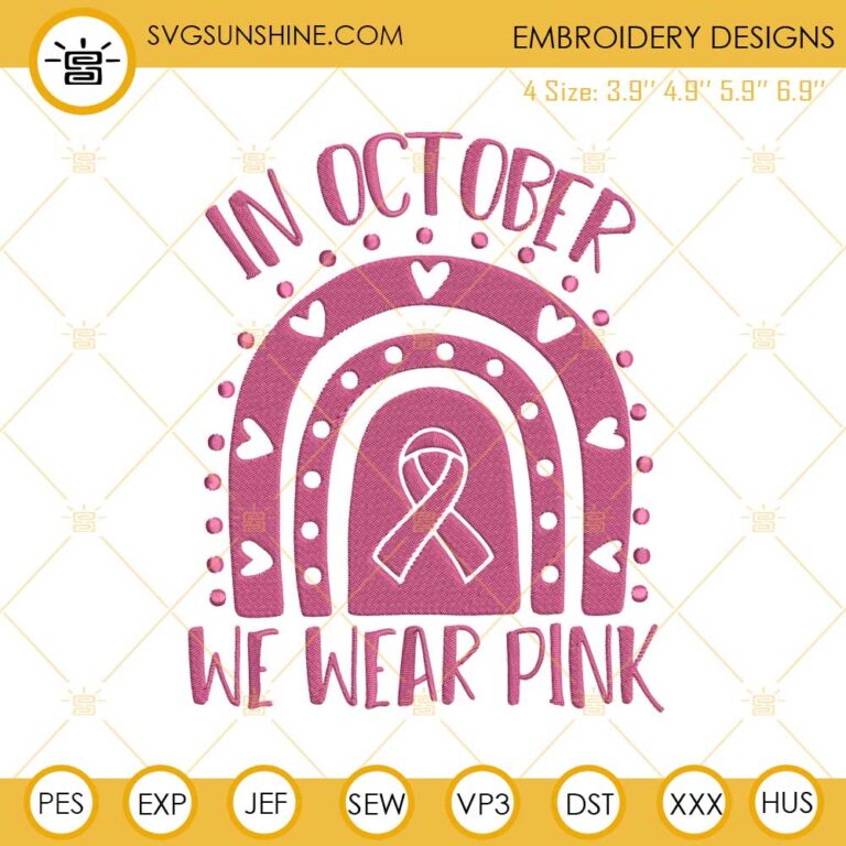Pink Ribbon Rainbow Embroidery Designs, Breast Cancer Awareness In ...