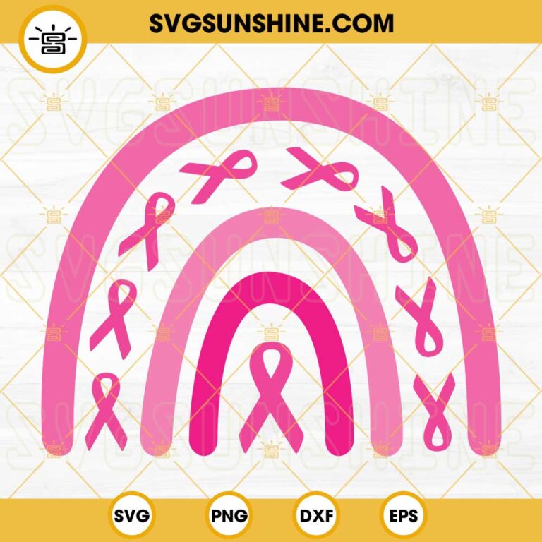 Pink Ribbon Rainbow SVG, Breast Cancer Awareness SVG PNG EPS DXF Vector ...