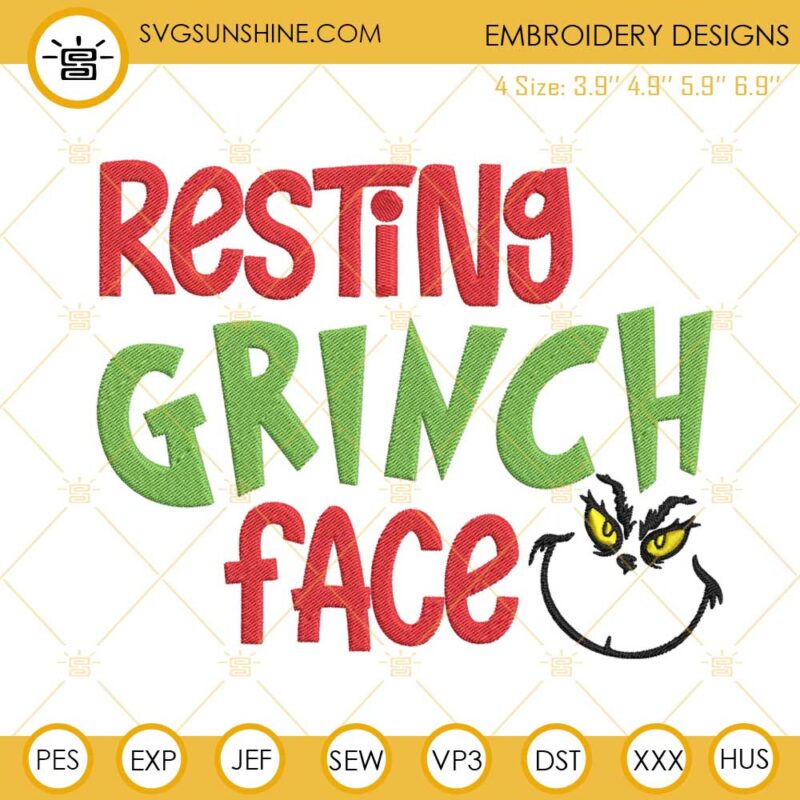 Grinch Embroidery Design, Grinch Embroidery Pattern