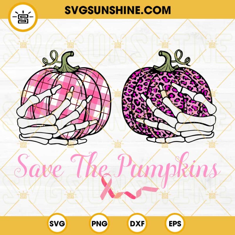 Save The Pumpkins SVG, Pink Leopard And Buffalo Plaid Pumpkins SVG ...