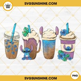 Stitch Coffee Latte PNG Design Digital Download