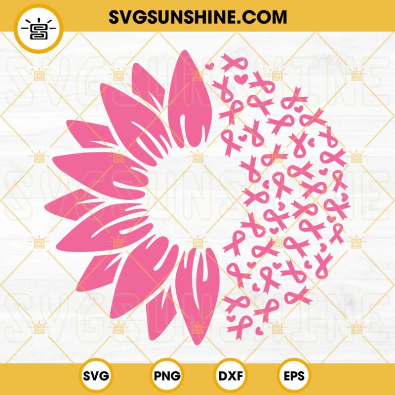 Sunflower Breast Cancer SVG, Sunflower Pink Ribbon SVG PNG DXF EPS ...