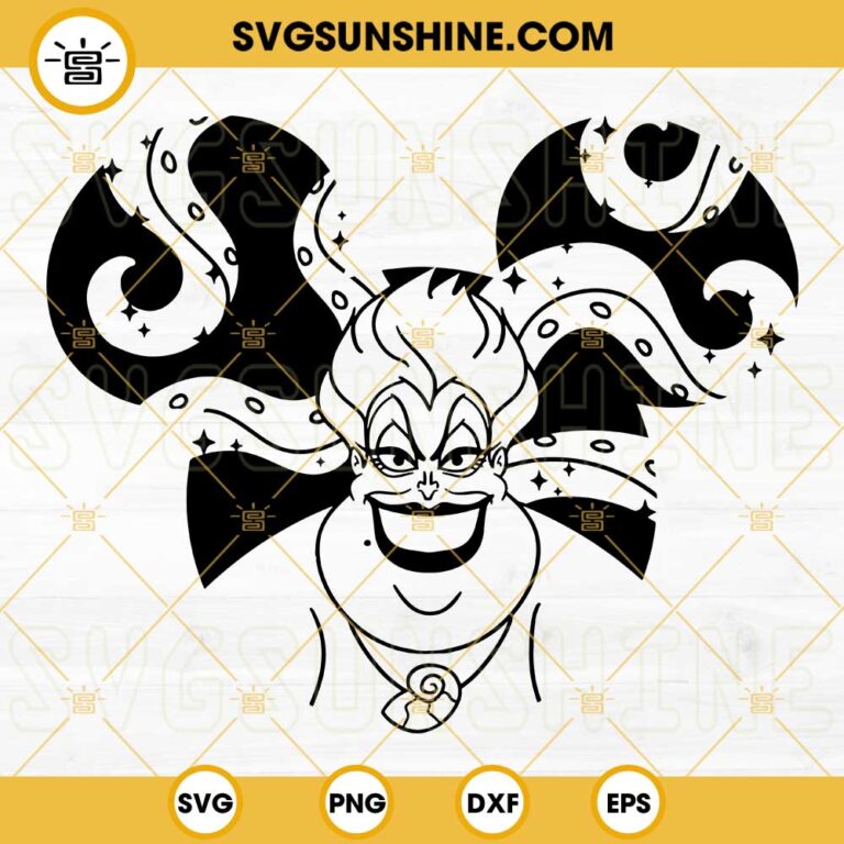 Ursula SVG, Disney Mouse Ears Ursula SVG, Outline Ursula SVG, Little ...