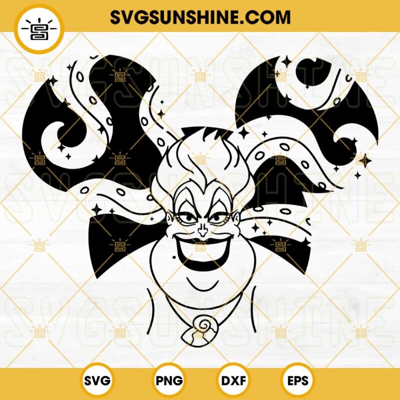 Ursula SVG, Disney Mouse Ears Ursula SVG, Outline Ursula SVG, Little ...