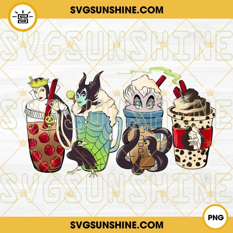Villains Halloween Coffee Latte PNG, Horror Fall Coffee PNG, Disney ...