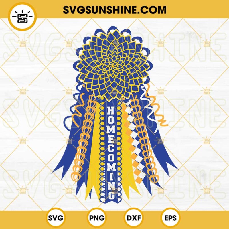 Homecoming Mum SVG, Blue Yellow and White Homecoming Mum SVG, Spirit ...