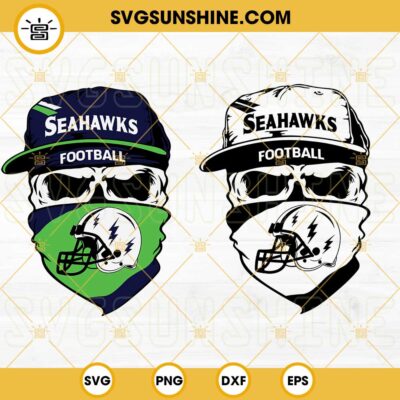 Seattle Seahawks Skull SVG, Seahawks Football SVG PNG DXF EPS Cut Files