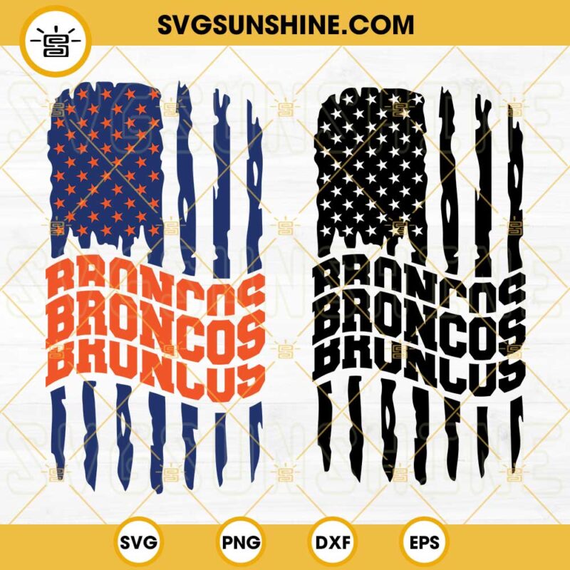 Denver Broncos American Flag SVG, Broncos Football SVG PNG DXF EPS Cut ...