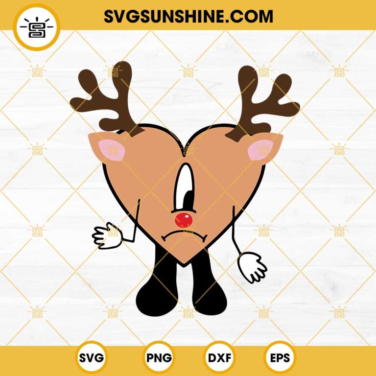 Bad Bunny Heart Reindeer Christmas SVG PNG DXF EPS Files