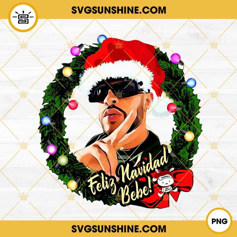 Bad Bunny Santa Hat Christmas PNG File Digital Download