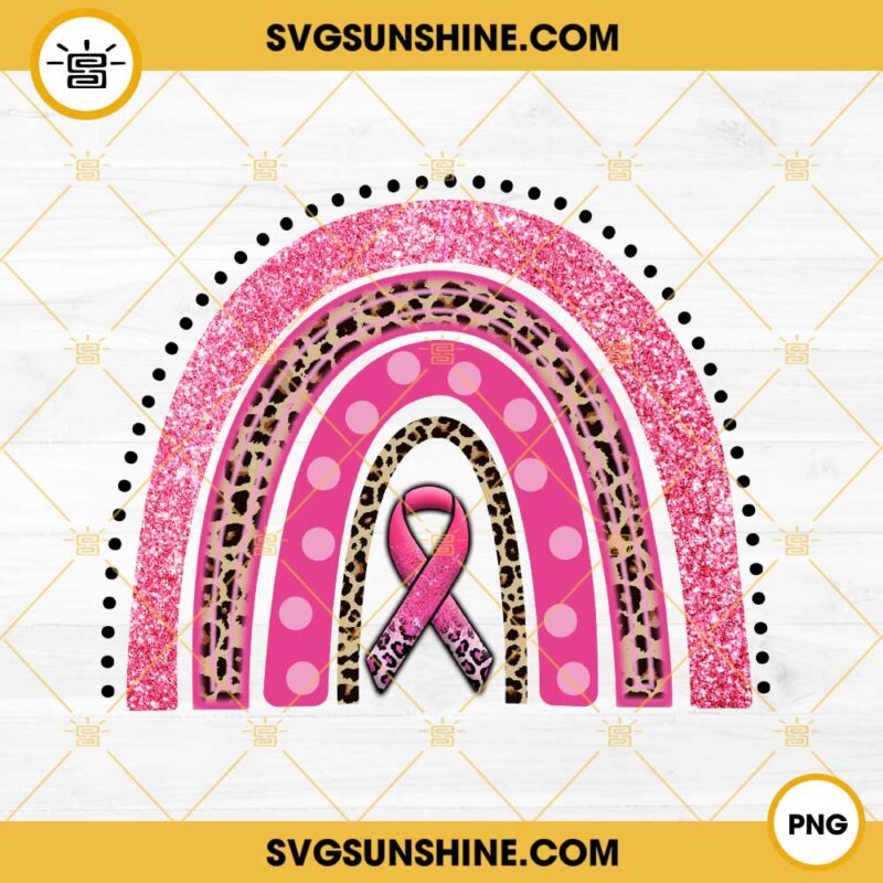Breast Cancer Awareness Rainbow Ribbon Pink Leopard Print PNG File ...