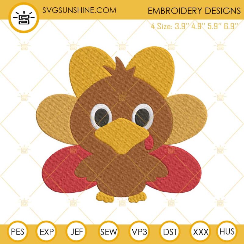 Pilgrim Hat Turkey Thanksgiving Embroidery Design File