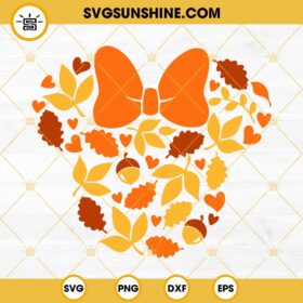 Fall Autumn Leaves Minnie Mouse Head SVG PNG DXF EPS Cricut Silhouette ...