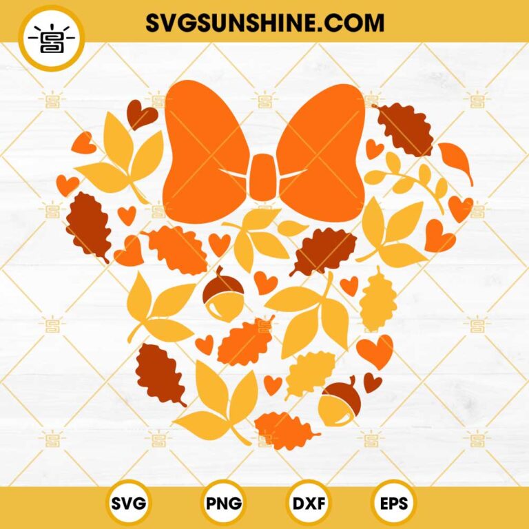 Fall Autumn Leaves Minnie Mouse Head SVG PNG DXF EPS Cricut Silhouette ...