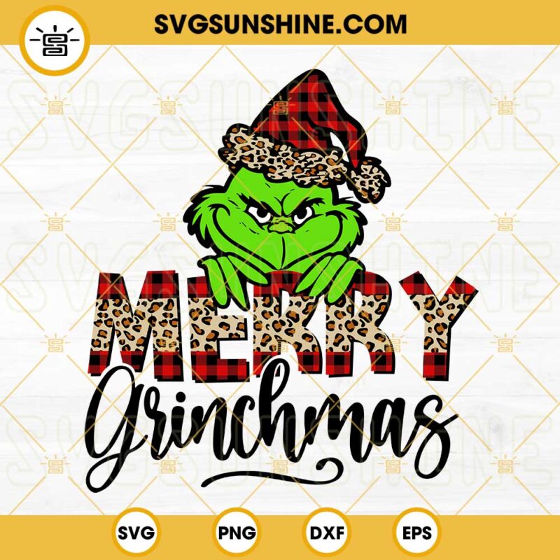 Grinch Merry Christmas Svg Merry Grinchmas Buffalo Plaid And Leopard