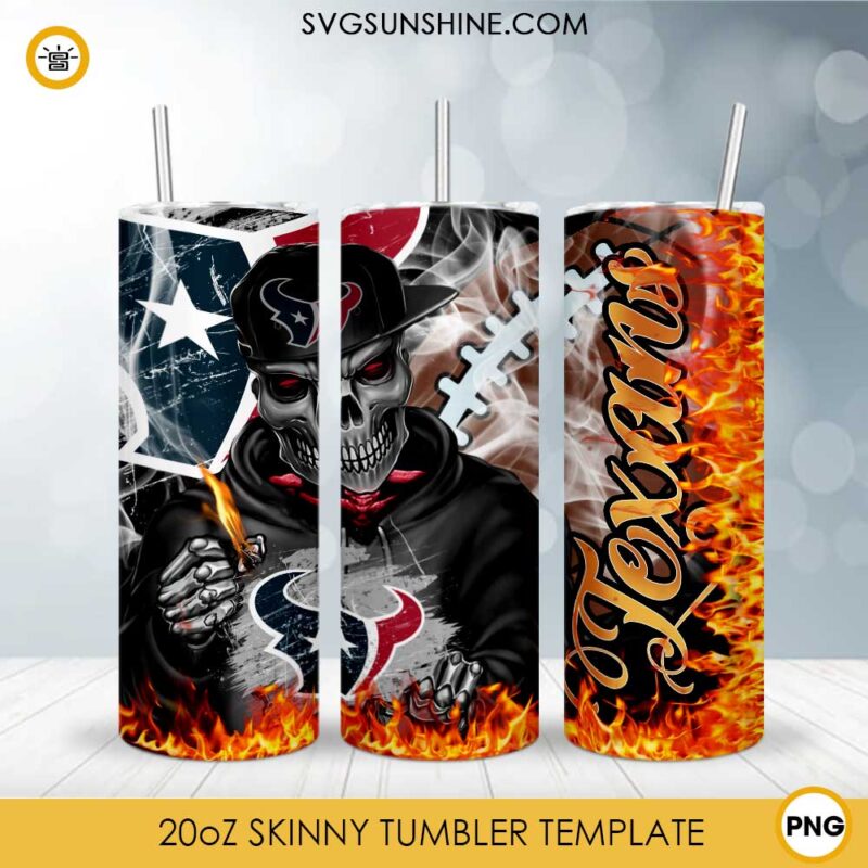 Houston Texans Skull 20oz Skinny Tumbler PNG, Houston Texans Tumbler ...