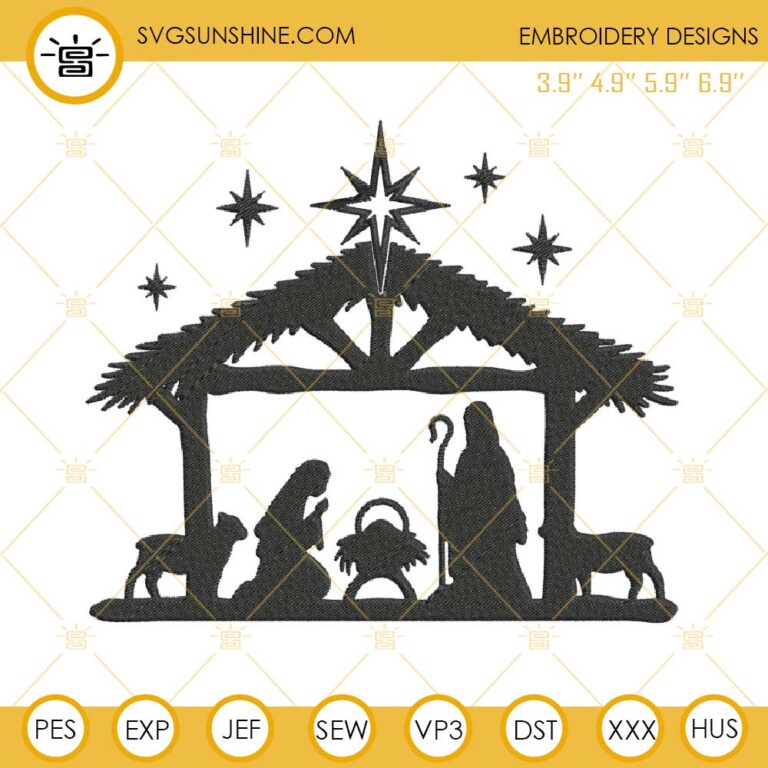 Nativity Embroidery Designs, Nativity Scene Christmas Embroidery Design ...