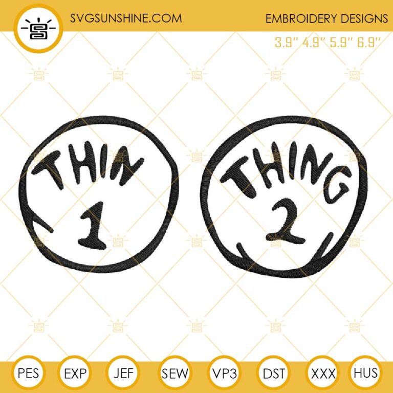Thing 1 And Thing 2 Logo Embroidery Designs, Dr Seuss Embroidery Designs