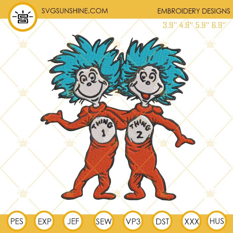 Thing One And Thing Two Embroidery Designs, Thing 1 thing 2 Embroidery ...