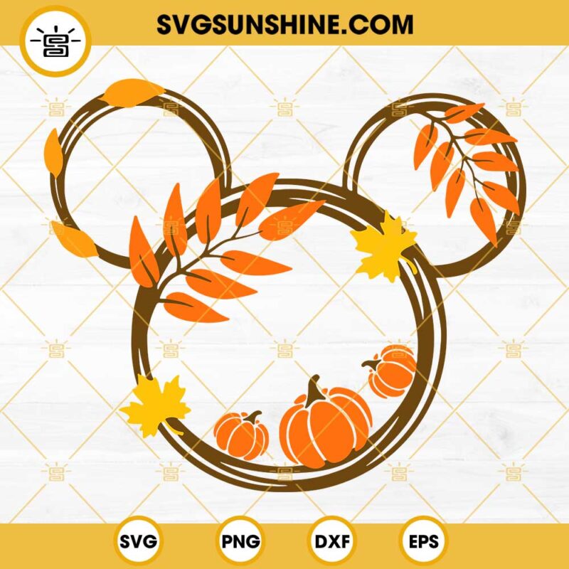 Thankful Minnie Mouse SVG, Minnie Head Fall Autumn leaves SVG, Minnie ...