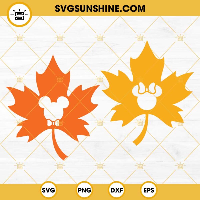 Thankful Minnie Mouse SVG, Minnie Head Fall Autumn leaves SVG, Minnie ...