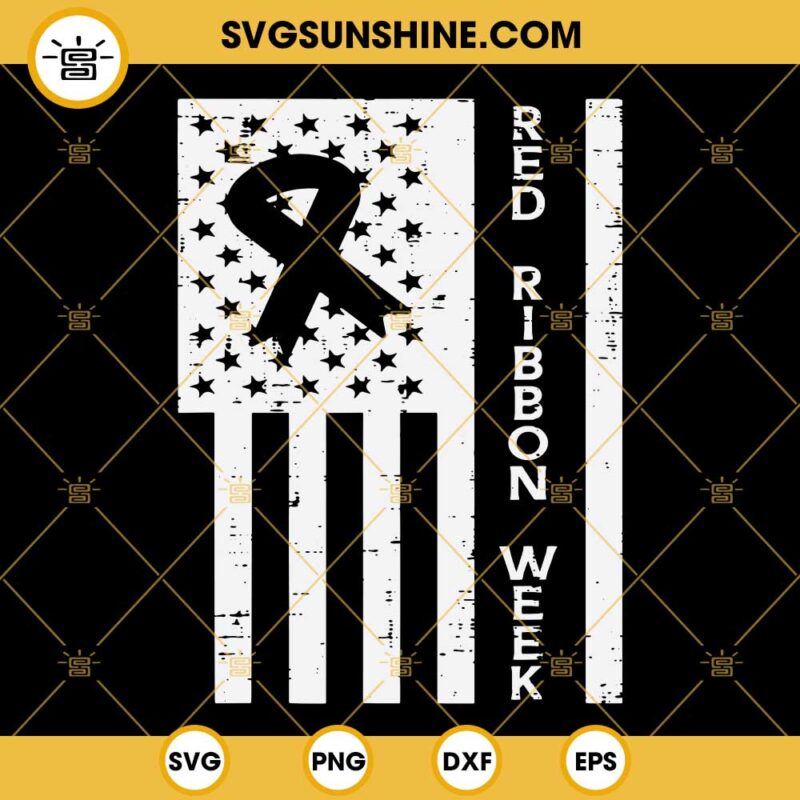 Red Ribbon Week American Flag SVG PNG DXF EPS Cut Files For Cricut ...