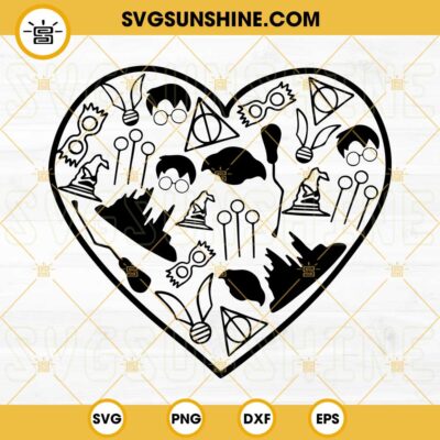 Wizard Heart SVG, Harry Potter Heart SVG PNG DXF EPS Cricut Silhouette ...