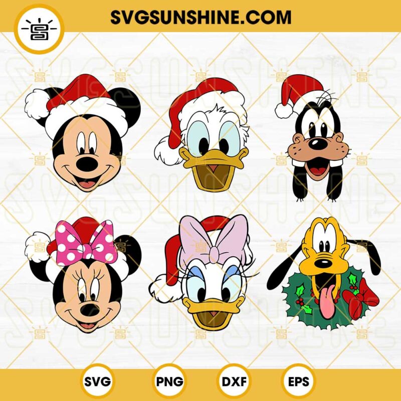 Christmas Disney Characters Face SVG Bundle, Disney Christmas SVG ...