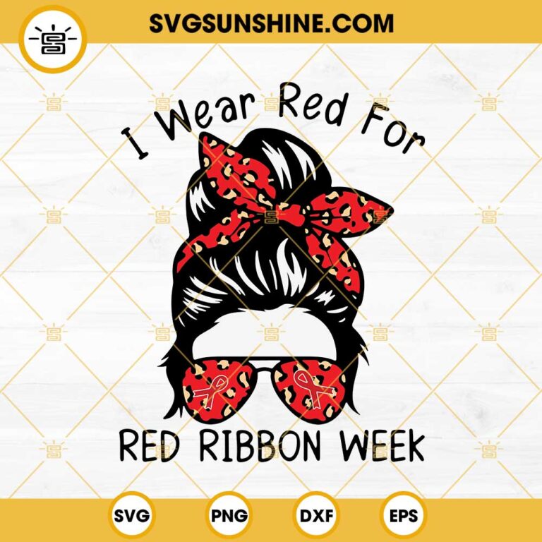 Red Ribbon Week Dinosaur SVG, I Wear Red For Red Ribbon Week SVG, Drug ...