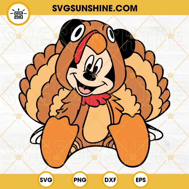 Mickey Turkey Thanksgiving SVG PNG DXF EPS Cricut Silhouette Vector Clipart