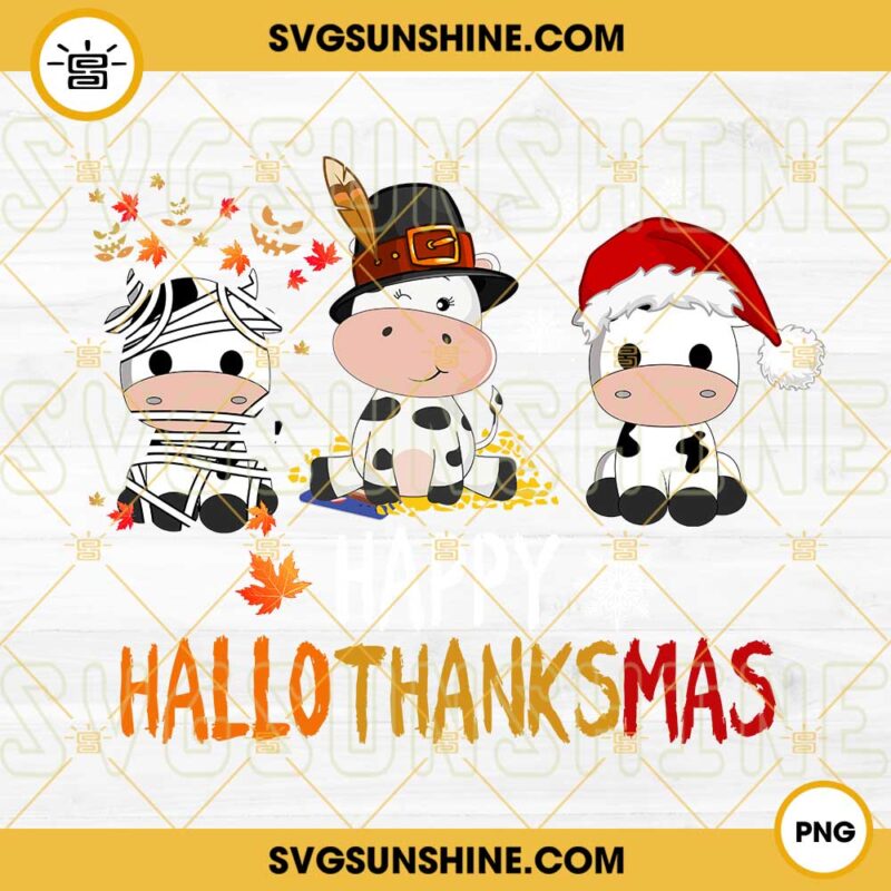 Happy Hallothanksmas Cow PNG, Xmas Cow PNG, Fall Halloween Thanksgiving ...