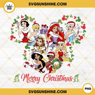 Disney Princess Merry Christmas PNG, Princess Santa Hat PNG, Disney ...