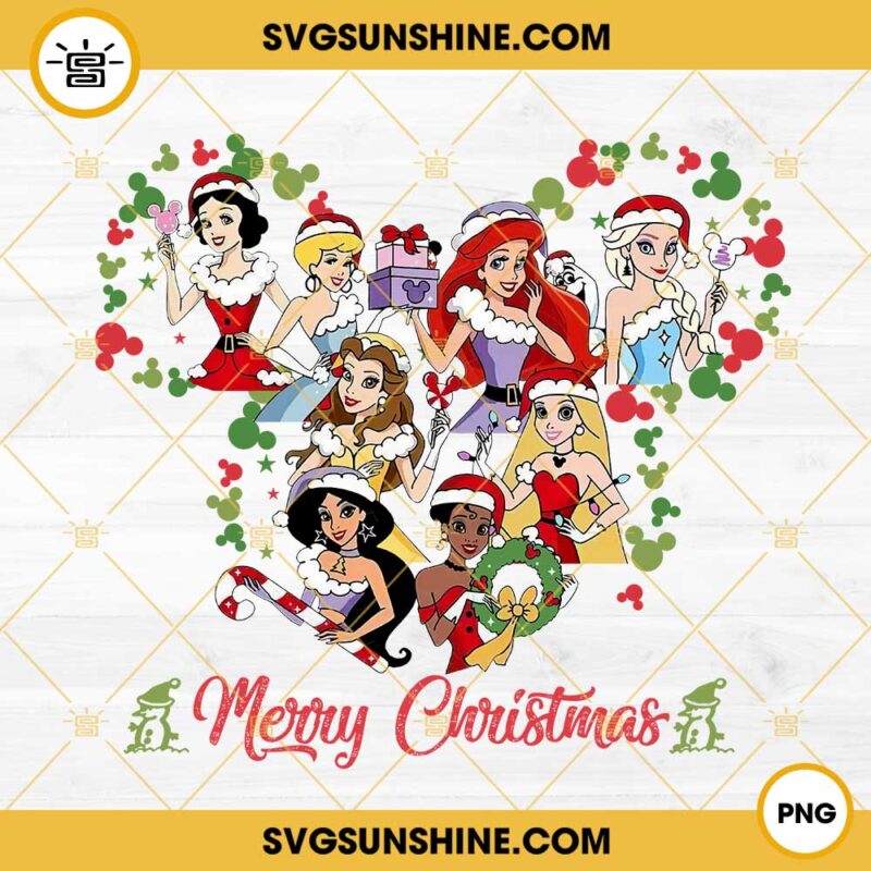 Disney Princess Merry Christmas PNG, Princess Santa Hat PNG, Disney ...