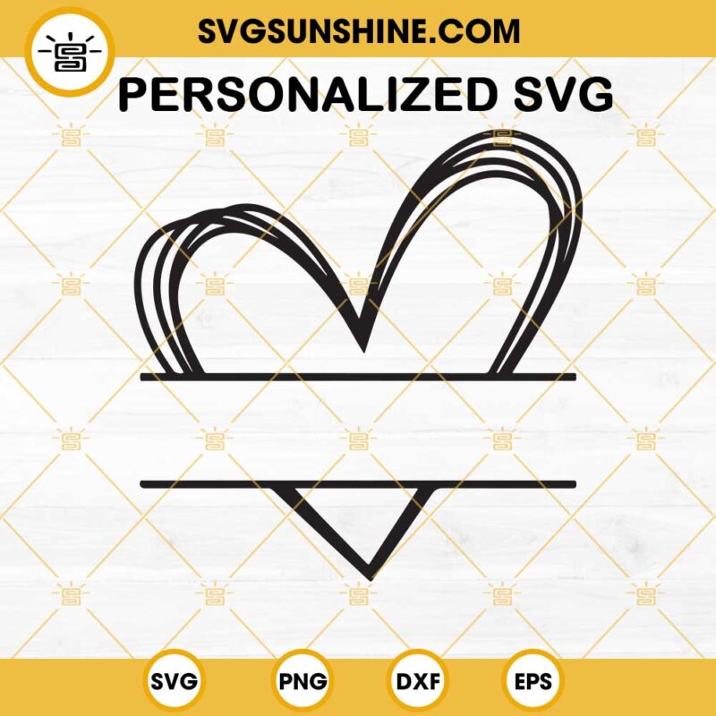 Personalized Heart SVG, Heart Svg, Heart Split Name Frame Svg - Sunshine