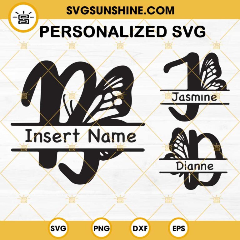 Personalized Monogram Alphabet SVG, Butterfly Svg, Monogram Split Name ...