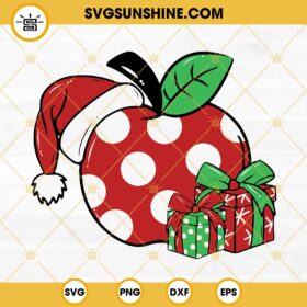 Apple Santa Hat Christmas SVG, Christmas Teacher Apple SVG, Teacher ...