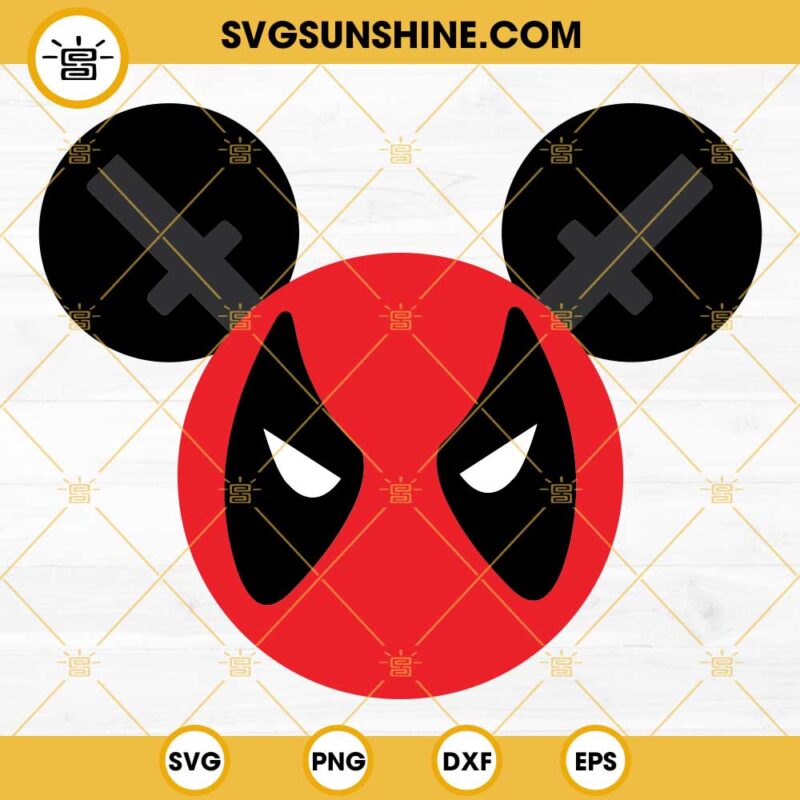 Deadpool Mickey Head Ears SVG PNG DXF EPS Cut Files
