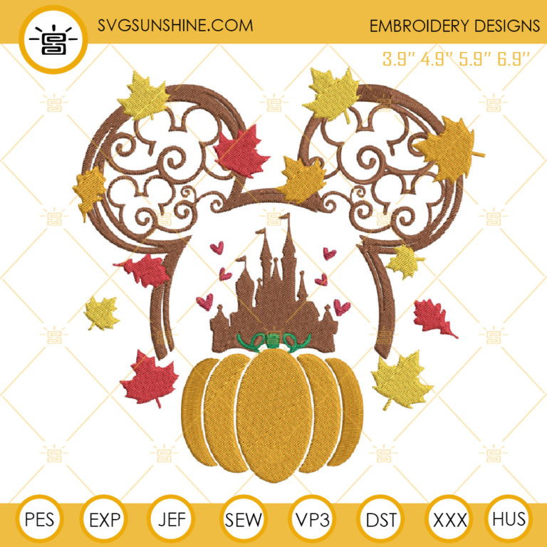 Disney Fall Pumpkin Embroidery Design, Mouse Head Pumpkin Thanksgiving ...
