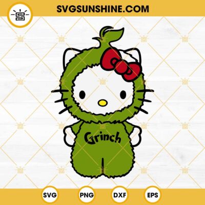 Hello Kitty Grinch Christmas SVG, Hello Cat Christmas SVG, Grinch Cat SVG