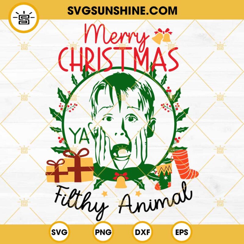 Merry Christmas Ya Filthy Animal SVG, Kevin Home Alone SVG PNG DXF EPS ...