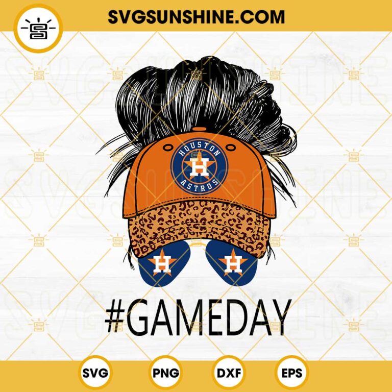 Messy Bun Houston Astros SVG, Messy Bun Leopard Astros Baseball SVG ...