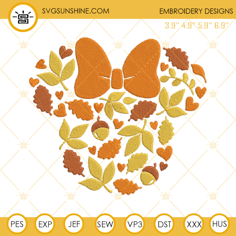Minnie Mouse Fall Embroidery Design, Minnie Thanksgiving Embroidery ...